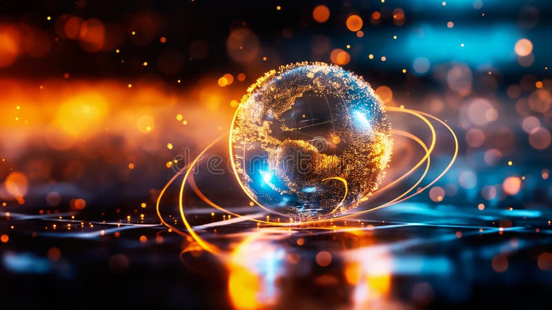 Glowing Globe on a Sparkling Surface Serves As a Symbol of Global ...