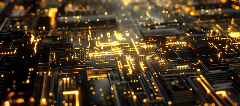 Glowing Gold Digital Computer Network Electronic Frame Background Stock ...