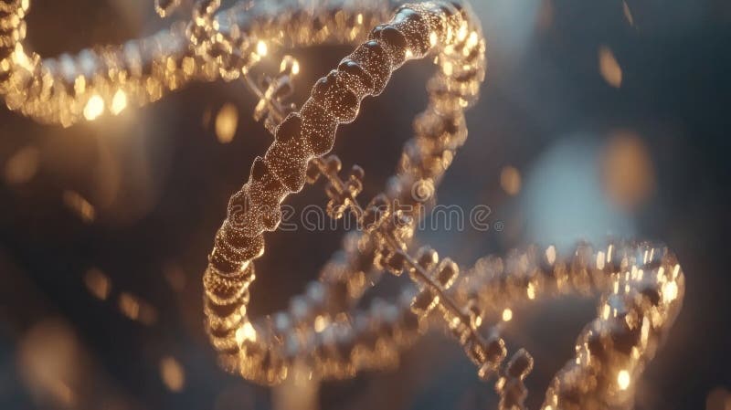 Glowing Gold DNA Helix Abstract 3D Render Stock Illustration ...