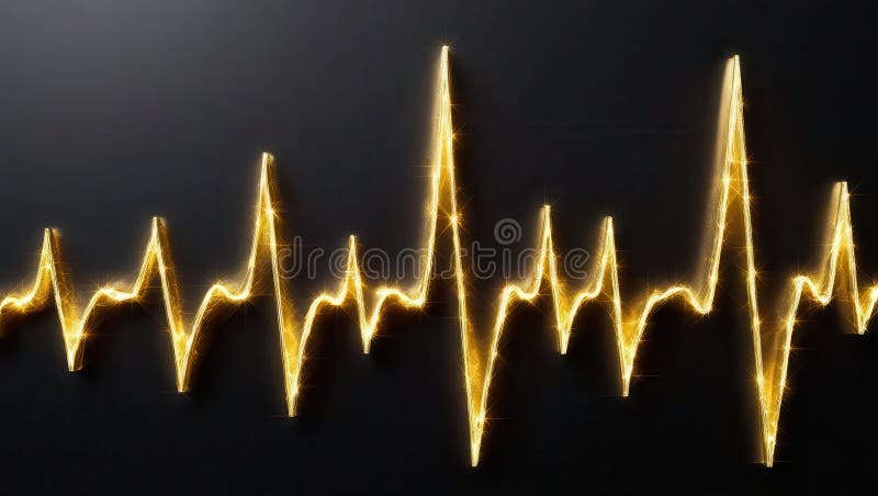 Glowing Gold Heartbeat Line Dark Background, Representing Life Stock ...