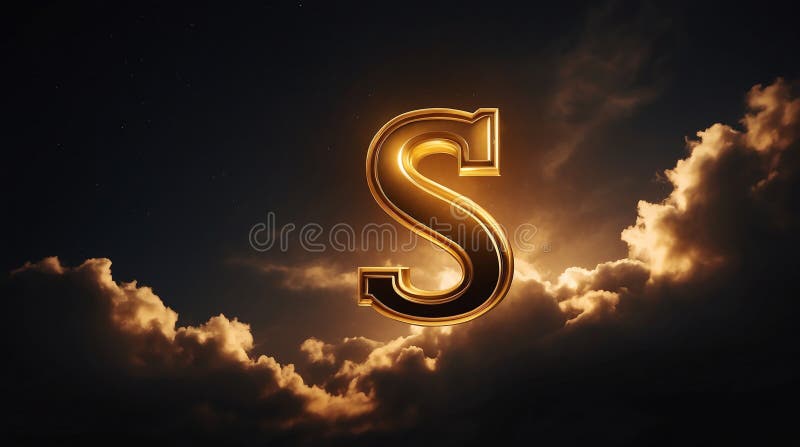 Glowing Gold Letter S on Dark Background with Ai Generated Stock ...
