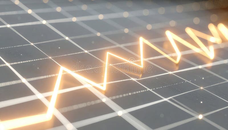 Glowing Gold Line Chart Digital Grid Background Showing Upward Stock ...