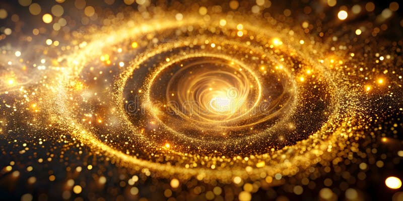 Glowing Gold Particles Forming a Swirling Vortex of Shimmering Light ...