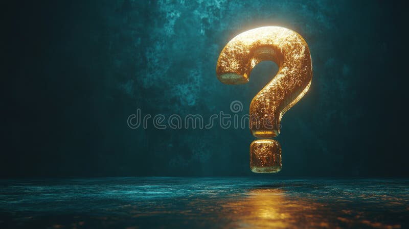 Glowing Gold Question Mark on a Dark Textured Background. Stock ...