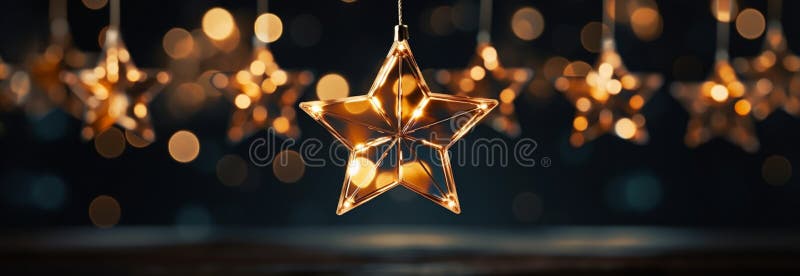 Glowing Gold Starlight Hanging on a Dark Backdrop Creating a Celestial ...