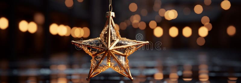 Glowing Gold Starlight Hanging on a Dark Backdrop Creating a Celestial ...