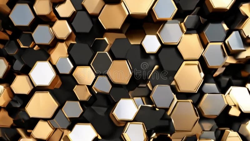 Glowing Gold White and Black Hexagonal Shape Texture Wall, Motion Stock ...