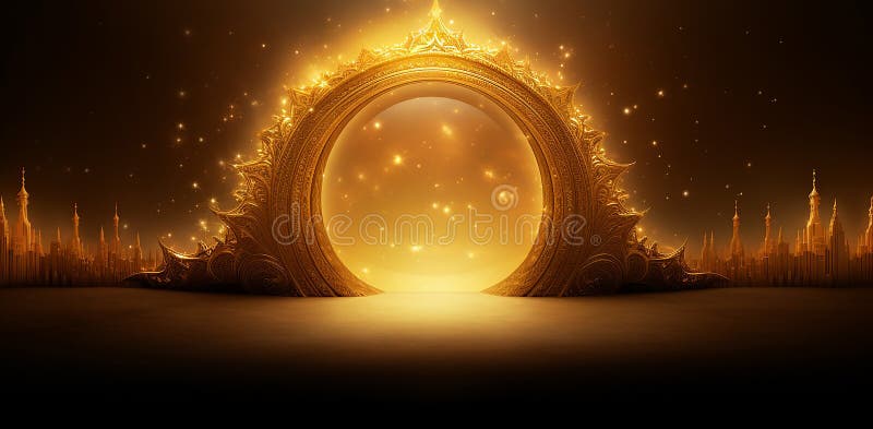 Glowing Golden Backdrop, Minimalist Style. Copy Space. Generative AI ...