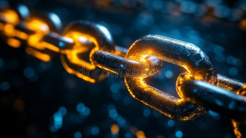 Glowing Golden Chain Link Abstract Technology Background Stock ...