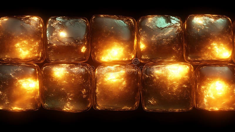 Glowing Golden Cubes Abstract Cellular Structure Stock Photo - Image of ...