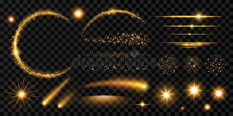 Glowing Golden Elements with Light Effect. Stock Vector - Illustration ...