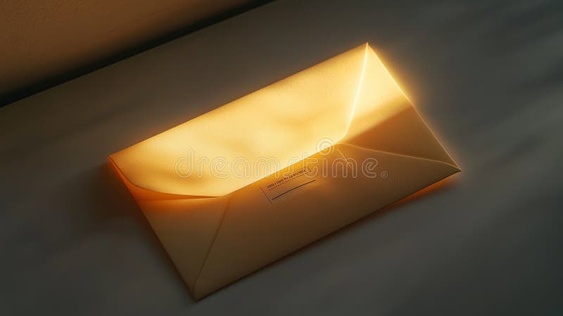 Glowing Golden Envelope with Raffle Ticket on a Soft Surface ...