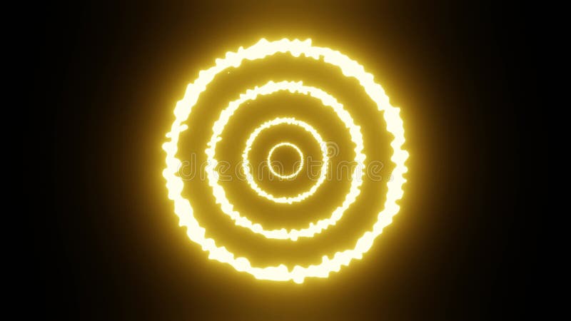 Glowing Golden Fire Plasma Rotating Different Sizes Circles or Rings on ...