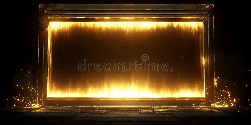 Glowing Golden Frame Abstract Background Digital Art Futuristic ...