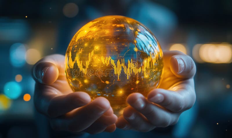 Glowing Golden Globe Representing Data Analytics and Global ...