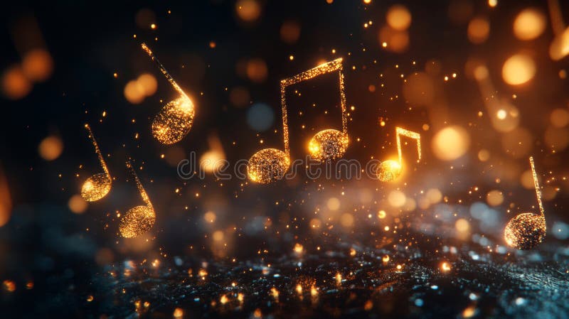 Glowing Golden Musical Notes Abstract Background Stock Illustration ...