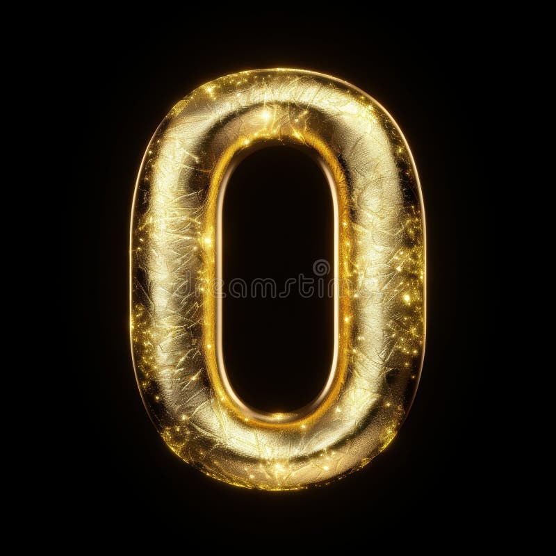 Glowing golden number zero stock illustration. Illustration of digital ...