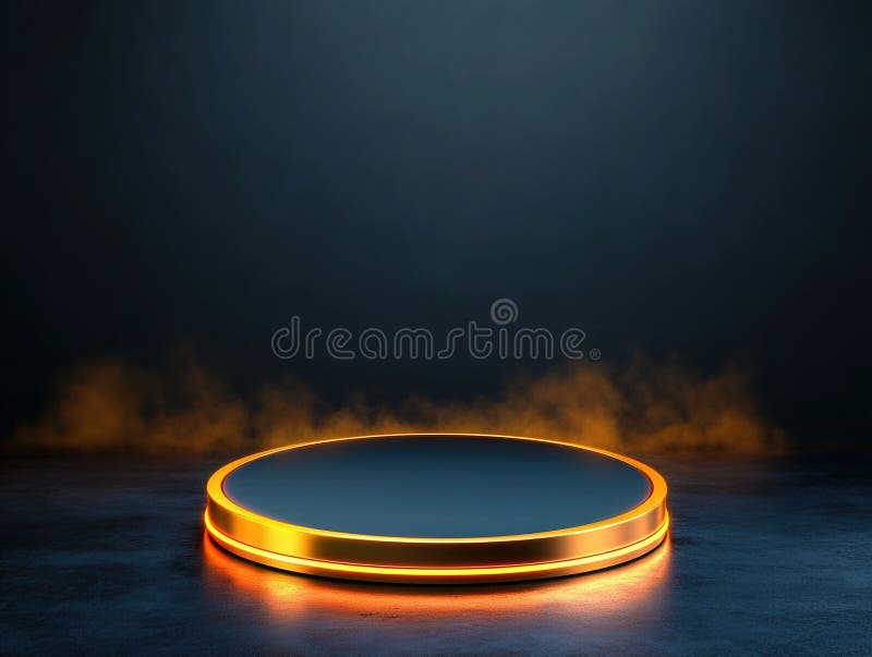 Glowing Golden Platform on Dark Background. Stock Illustration ...