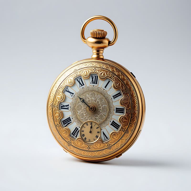 A Glowing Golden Pocket Watch with Intricate Engravings Stock ...