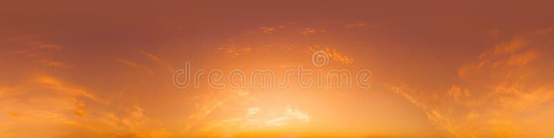 Glowing Golden Red Sunset Sky Panorama. HDR 360 Seamless Spherical ...