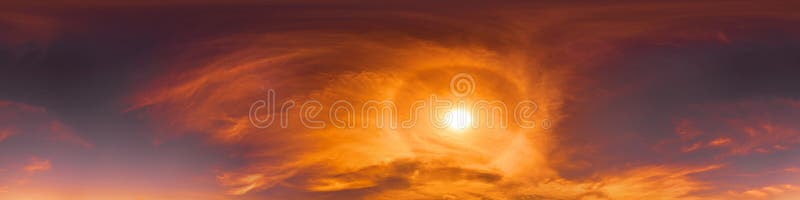 Glowing Golden Red Sunset Sky Panorama. HDR 360 Seamless Spherical ...