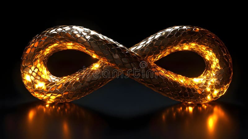 Glowing Golden Snake Infinity 3D Render Stock Illustration ...