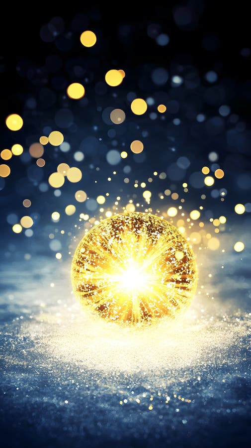 Glowing Golden Sphere with Sparkling Lights. Stock Illustration ...