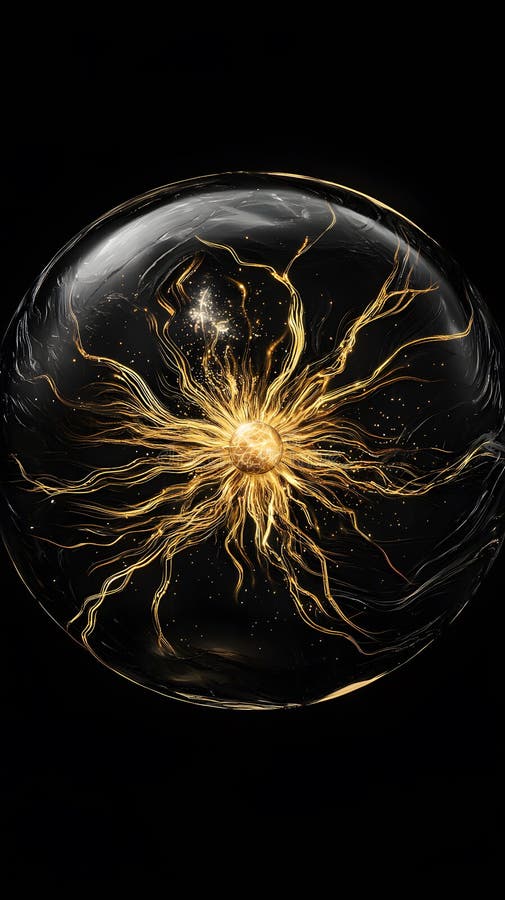 Glowing Golden Sphere Swirling Light Patterns Stock Photos - Free ...