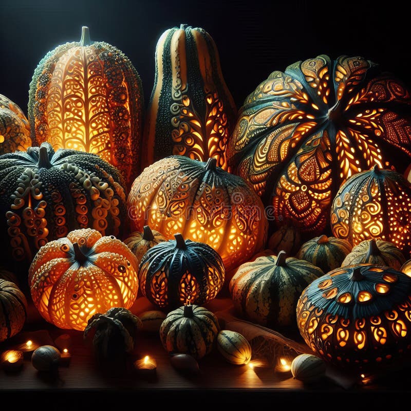 Glowing Gourds an Edge Lit Image of Gourds Highlighting Their in Stock ...