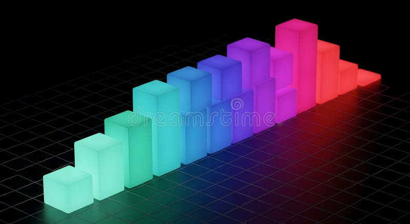 Glowing Gradient Cube Chart: Visualizing Growth and Success Stock ...