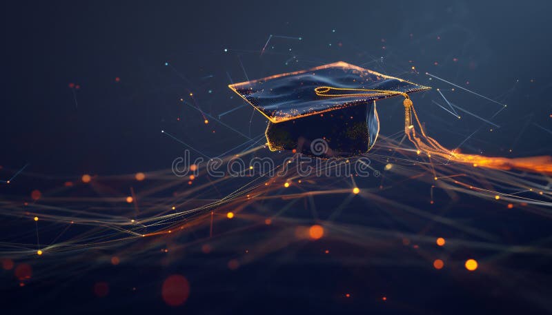 Abstract Digital Artwork of a Luminous Graduation Cap, Symbolizing the ...