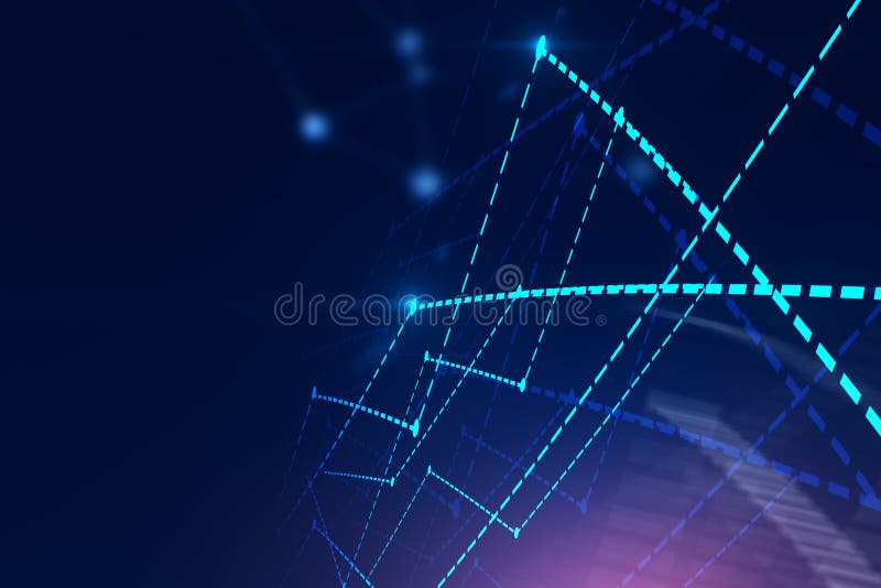 Glowing Graph Interface Over Blue, Copy Space Stock Illustration ...