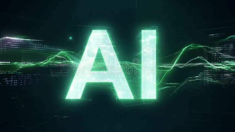 A Digital Green AI Logo Against a Black Background Stock Video - Video ...