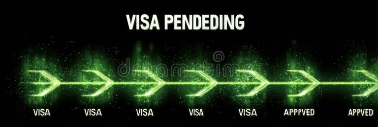Visa Pending Notification with Glowing Arrows Indicating Progress in ...