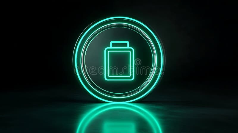 Glowing Green Battery Icon Representing Power and Energy Efficiency ...