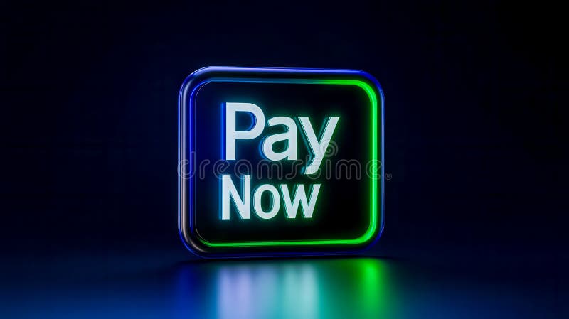 Glowing Green and Blue Pay Now Button on Dark Background Stock ...