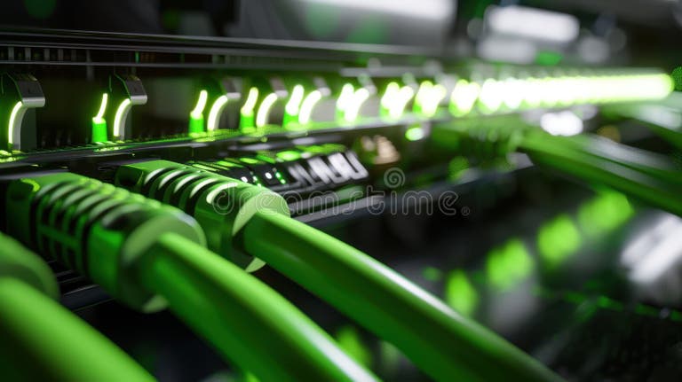 The Glowing Green Cables.AI Generated Image Stock Image - Image of ...