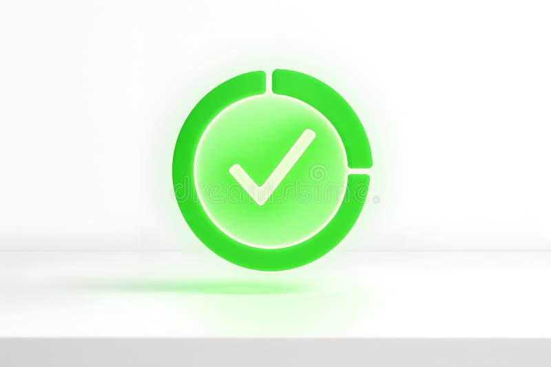 Glowing Green Check Mark Inside Circular Progress Bar Checkmark Tick ...