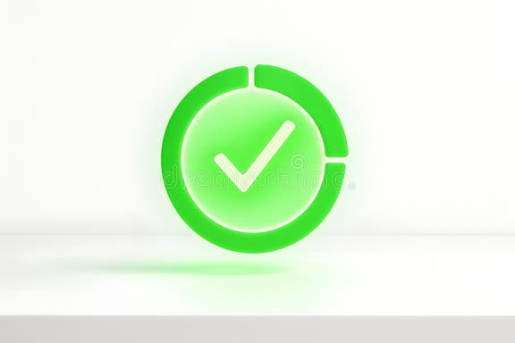 Glowing Green Check Mark Inside Circular Progress Bar Checkmark Tick ...