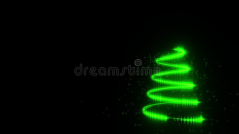 Glowing Green Christmas Tree Animation with Yellow Star Light Particles ...
