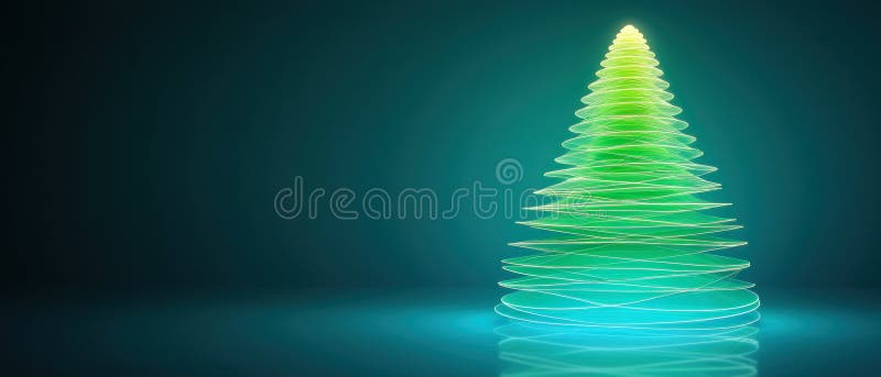 Glowing Green Christmas Tree Shape with Layered Design Creates Festive ...