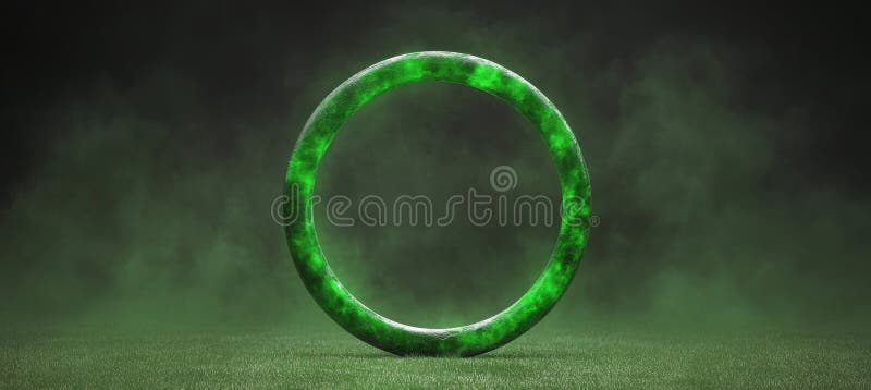 Glowing Green Circle with Fog Abstract Background Design Element Neon ...