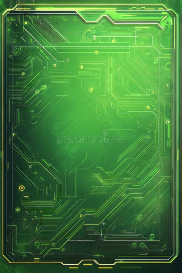 Glowing Green Circuit Board with Futuristic Technology Design Stock ...