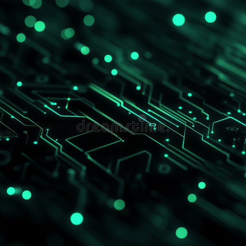 Glowing Green Circuit Board Pattern with Futuristic Technology ...