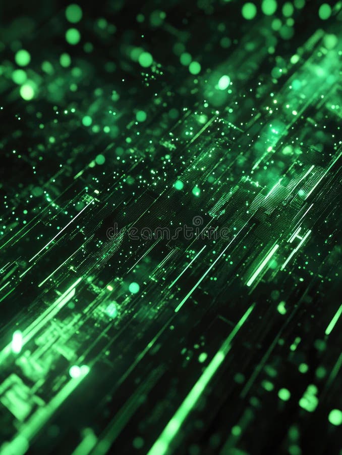Digital Art Green Illuminated Wires Stock Illustration - Illustration ...