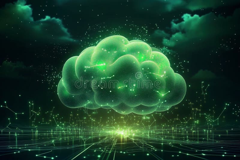 A Glowing Green Cloud Vector Illustration Futuristic Style Ai ...