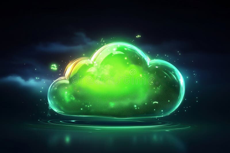 A Glowing Green Cloud Vector Illustration Futuristic Style Ai ...