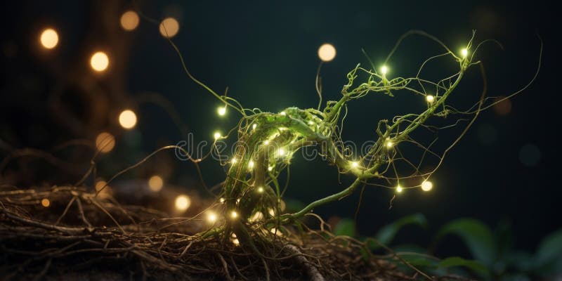 A Glowing Green Creature of Vines and Roots Emerging from the Darkness ...