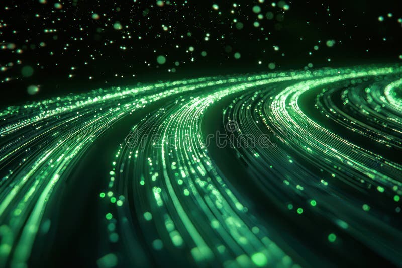 Glowing Green Data Streams Create Dynamic Global Internet Network Stock ...