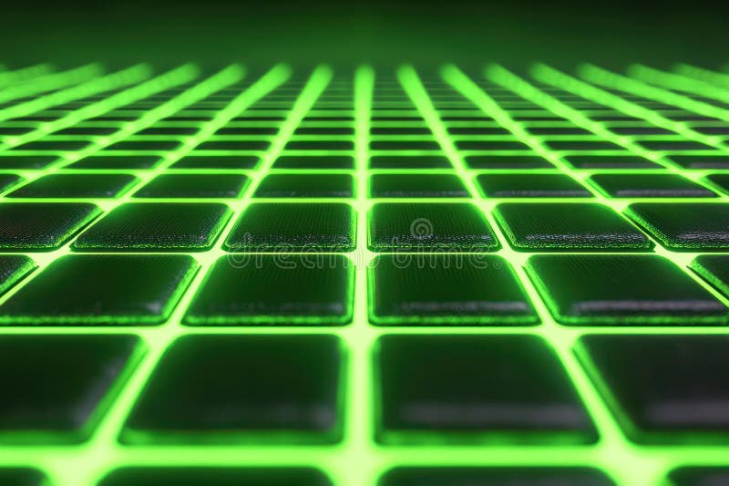 Glowing Green Digital Grid with Vibrant Tones Creates Mesmerizing ...
